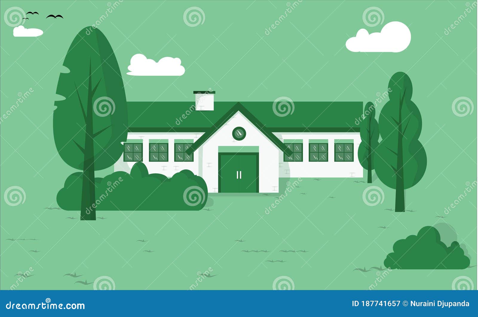 The green school stock vector. Illustration of town - 187741657
