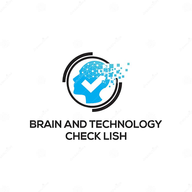 Brain and Technology Checklist Exclusive Logo Design Stock Vector ...