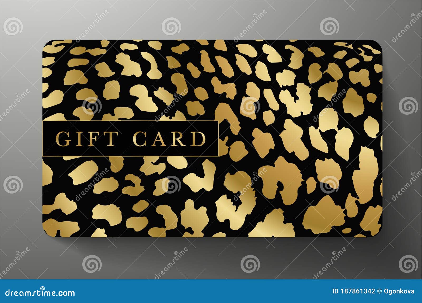 Gift Card with Golden Leopard Print on Black Background Stock Vector ...