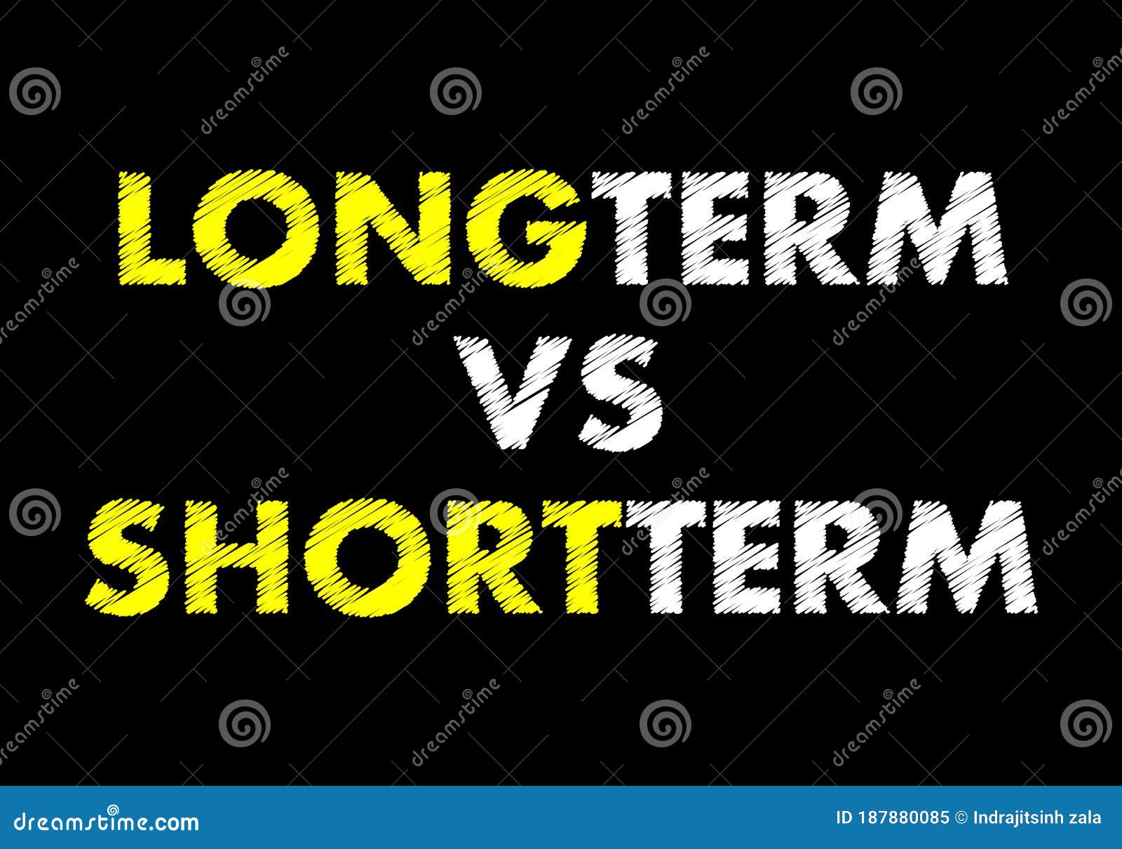 Long Term Vs Short Term Writing Text on Black Chalkboard. Business ...