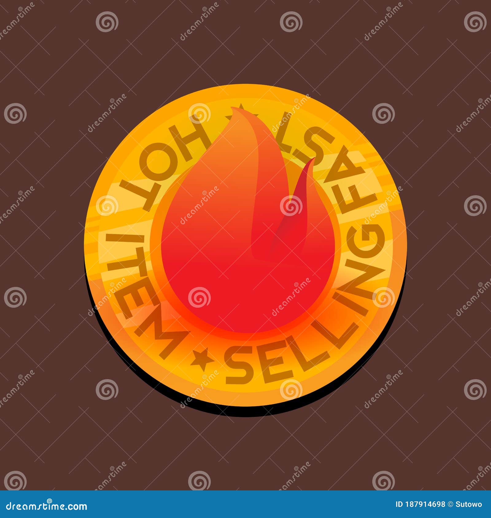 Hot Item Icon. Hot Sale. Hot Product. Round Badge Semi Flat Vector ...