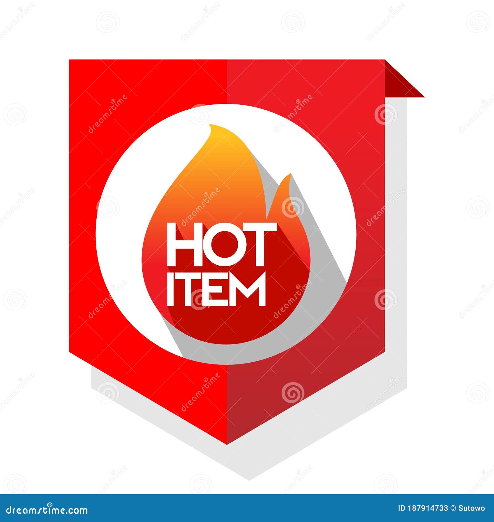 Hot Item Icon. Hot Sale. Hot Product. Modern Badge in Red Ribbon with ...