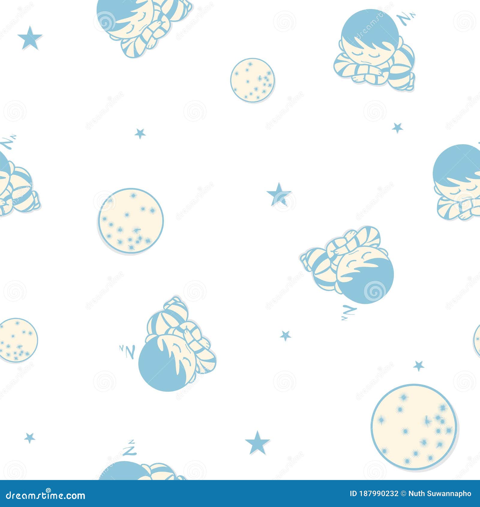 Baby Pattern Cartoon Graphic Sleep Stock Illustration - Illustration of ...