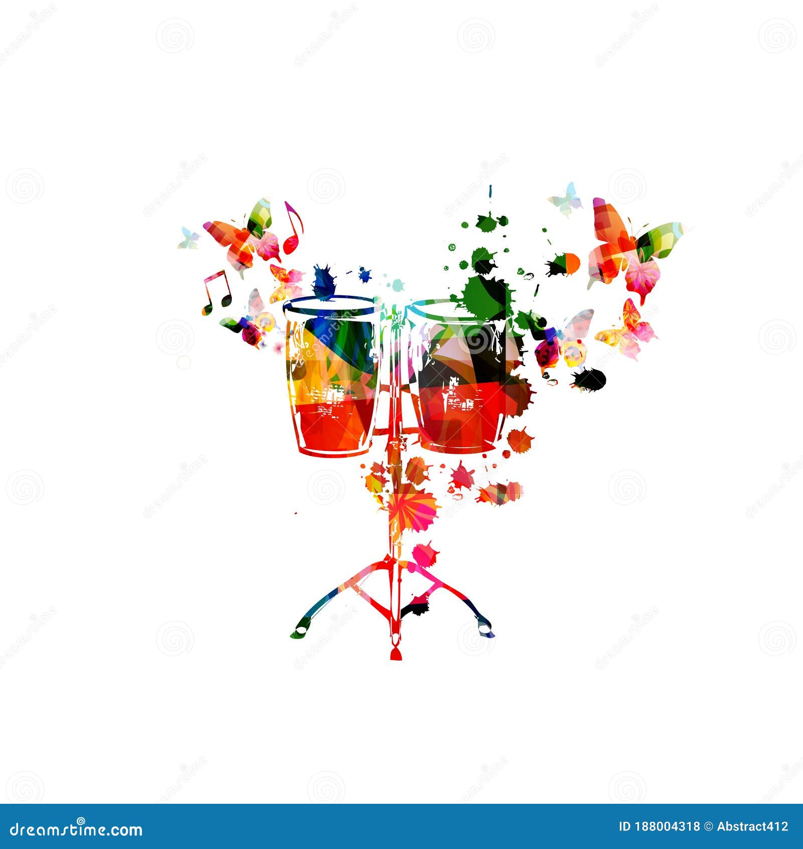 Colorful Drums with Music Notes Isolated Vector Illustration Design ...