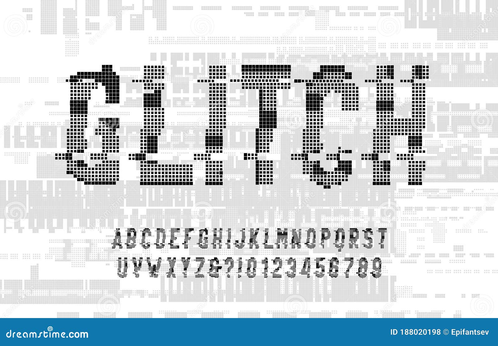 Glitch Alphabet Font. Digital Distorted Pixel Letters and Numbers Stock ...