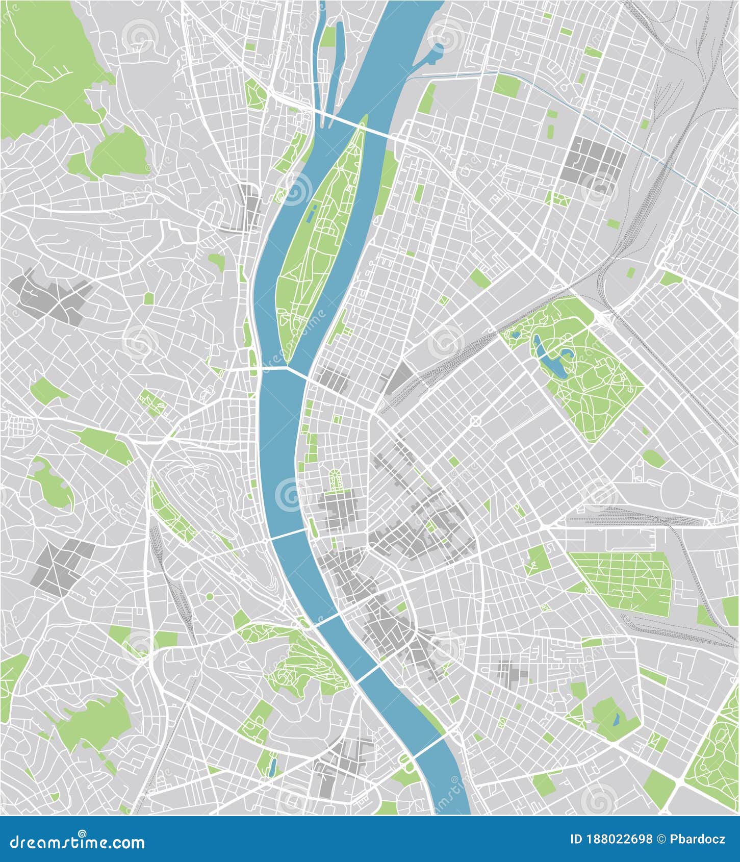 Vector City Map of Budapest. Stock Vector - Illustration of color ...