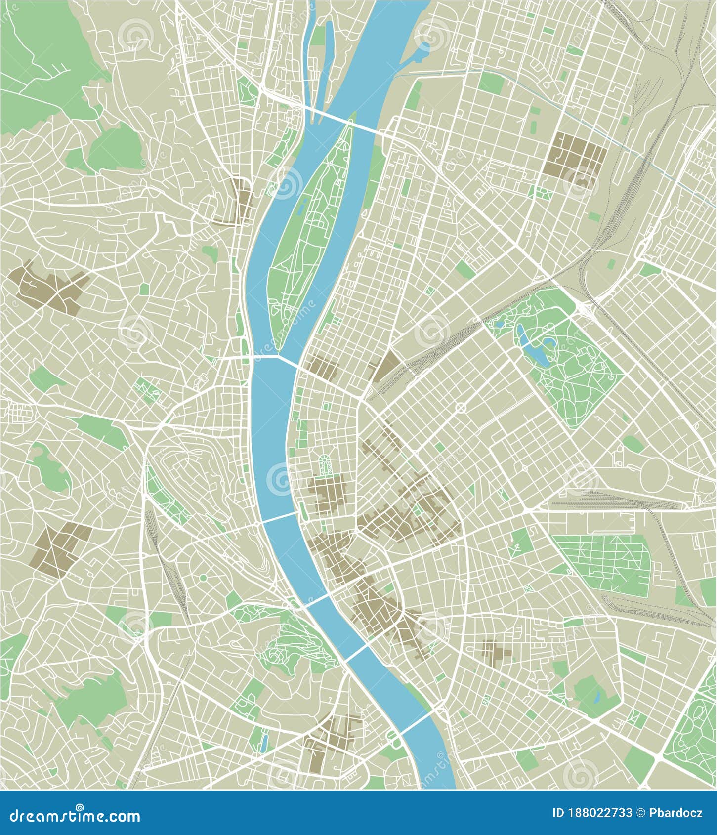 Vector City Map of Budapest. Stock Vector - Illustration of buda, elements: 188022733