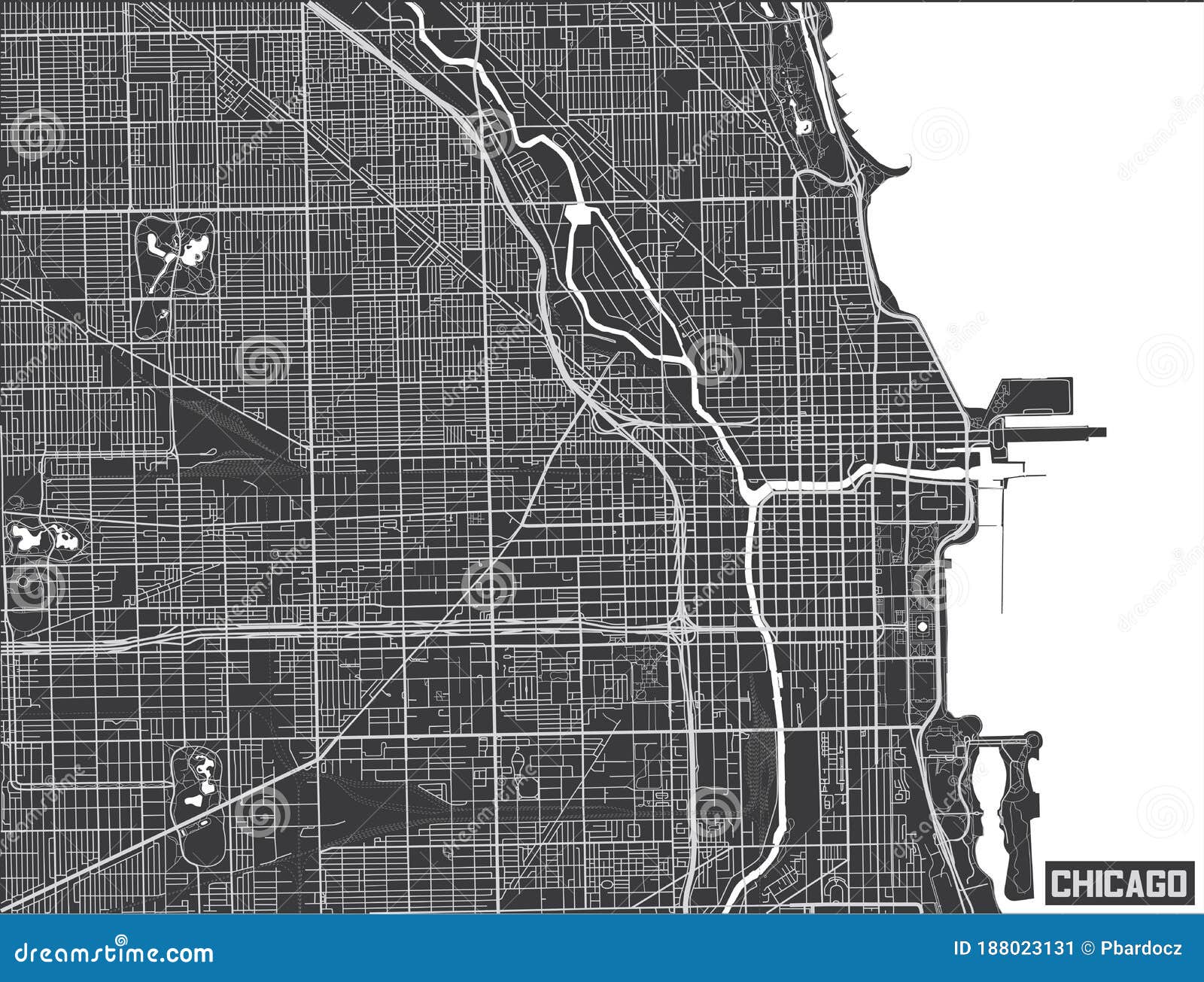 Minimalistic Chicago City Map Poster Design. Stock Vector ...