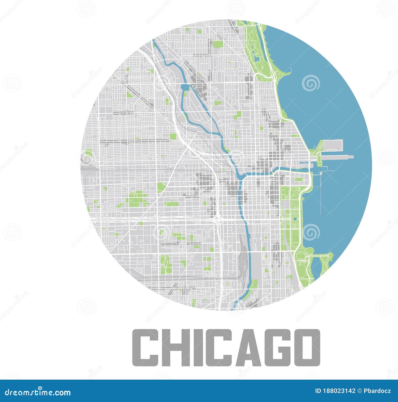 Minimalistic Chicago City Map Icon. Stock Vector - Illustration of ...