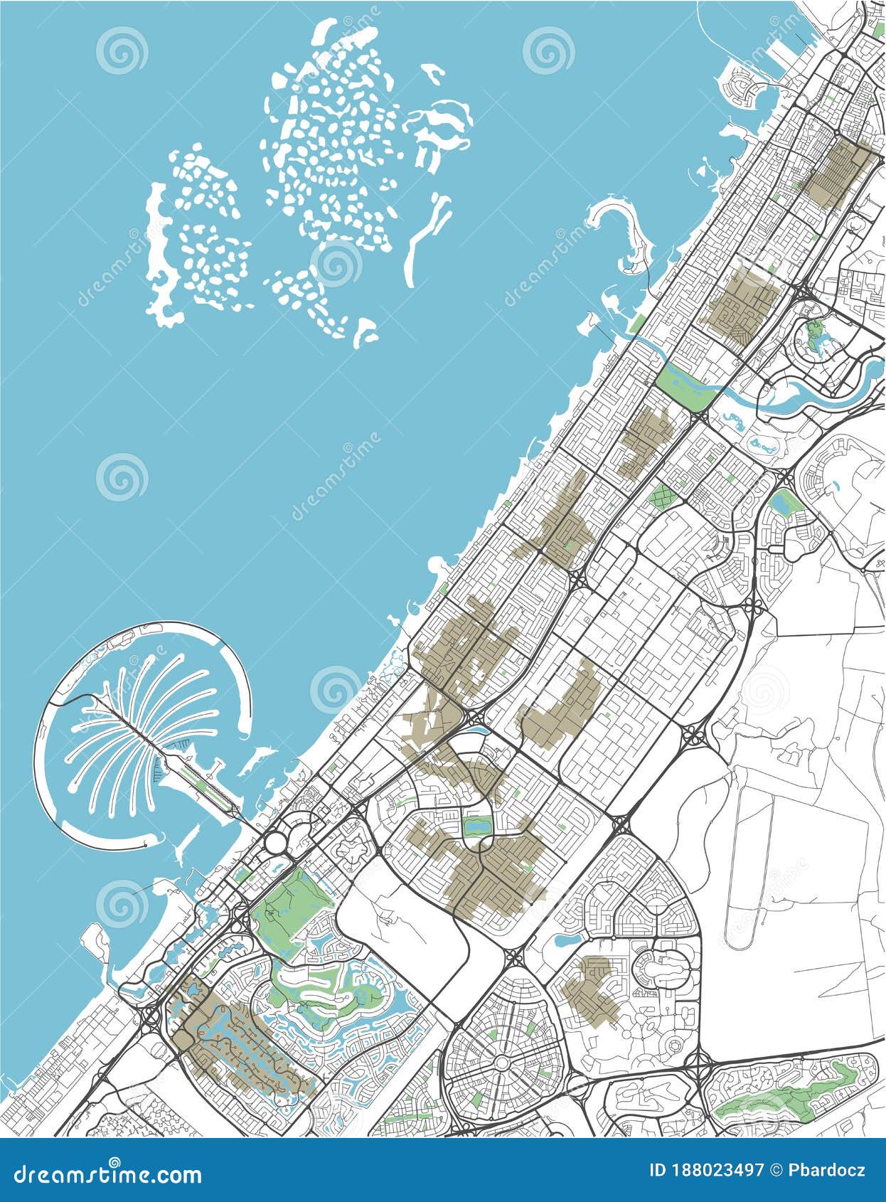Vector City Map of Dubai with Well Organized Separated Layers. Stock ...
