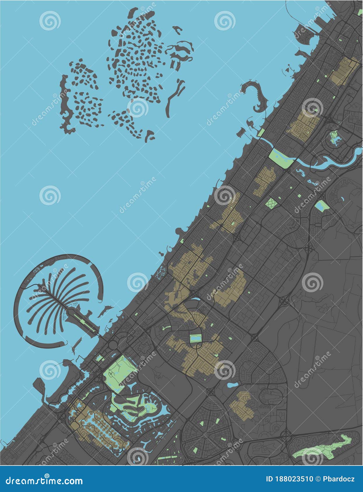 Dubai Vector Map With Dark Colors. | CartoonDealer.com #188023510