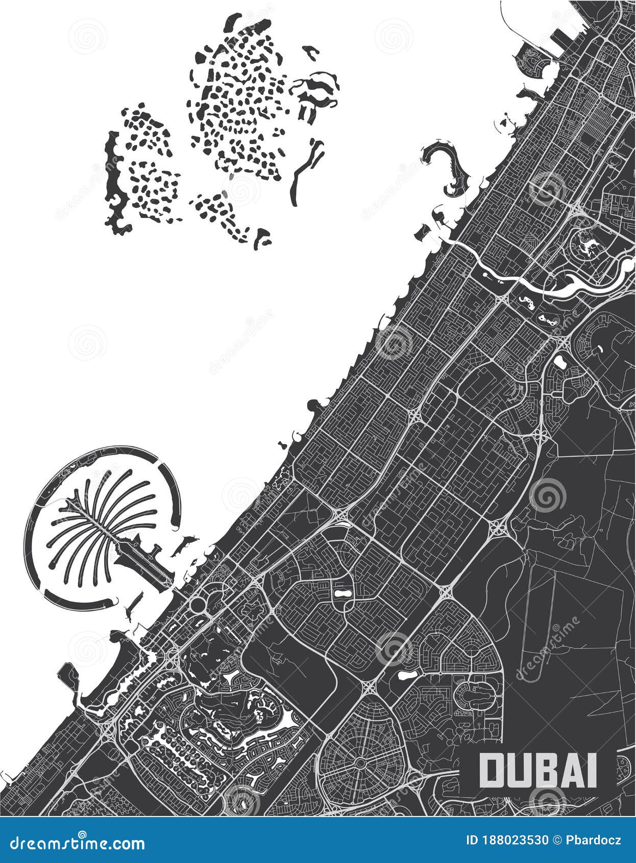 Minimalistic Dubai City Map Poster Design. Stock Vector - Illustration ...
