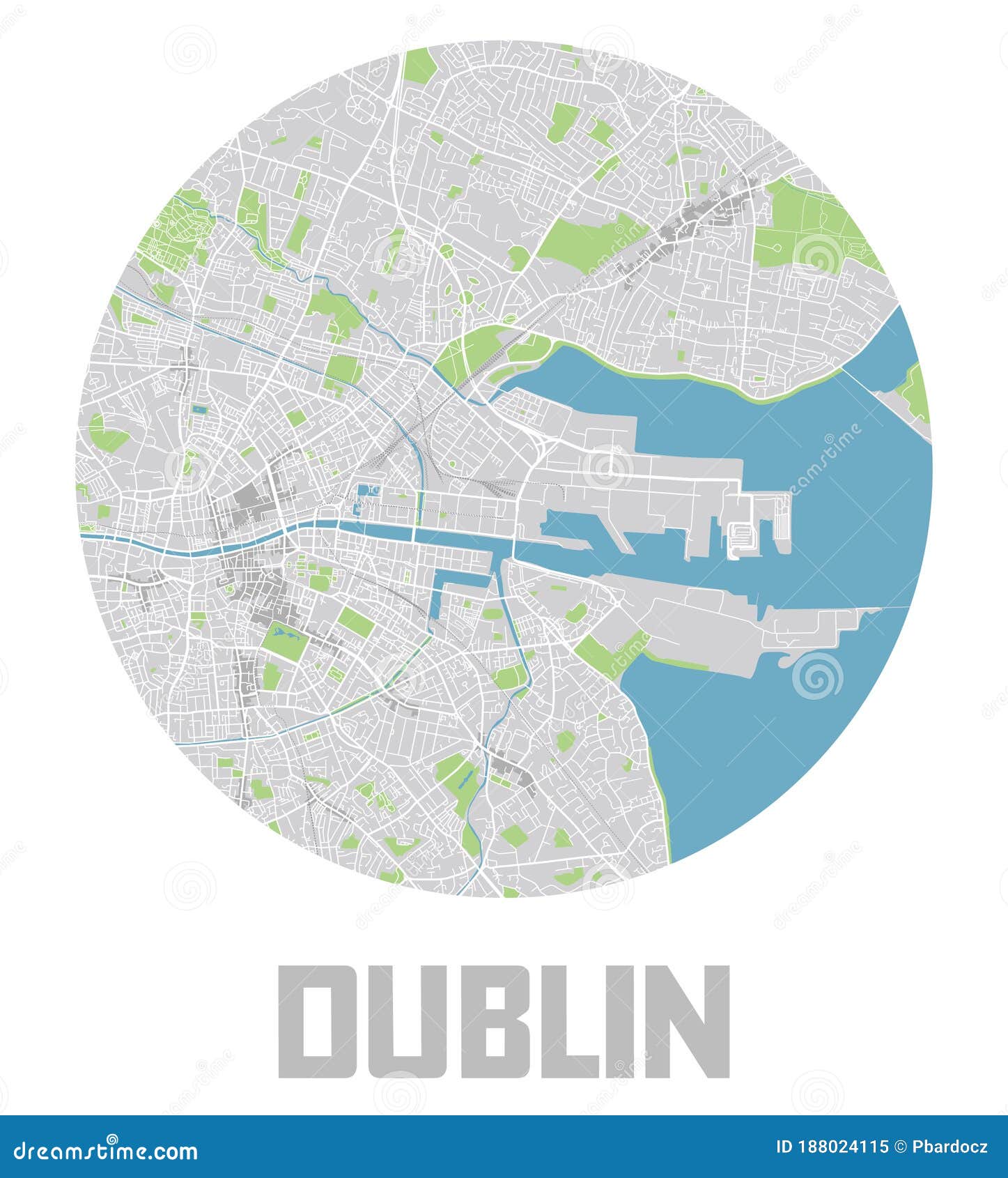 Minimalistic Dublin City Map Icon. Stock Vector - Illustration of ...