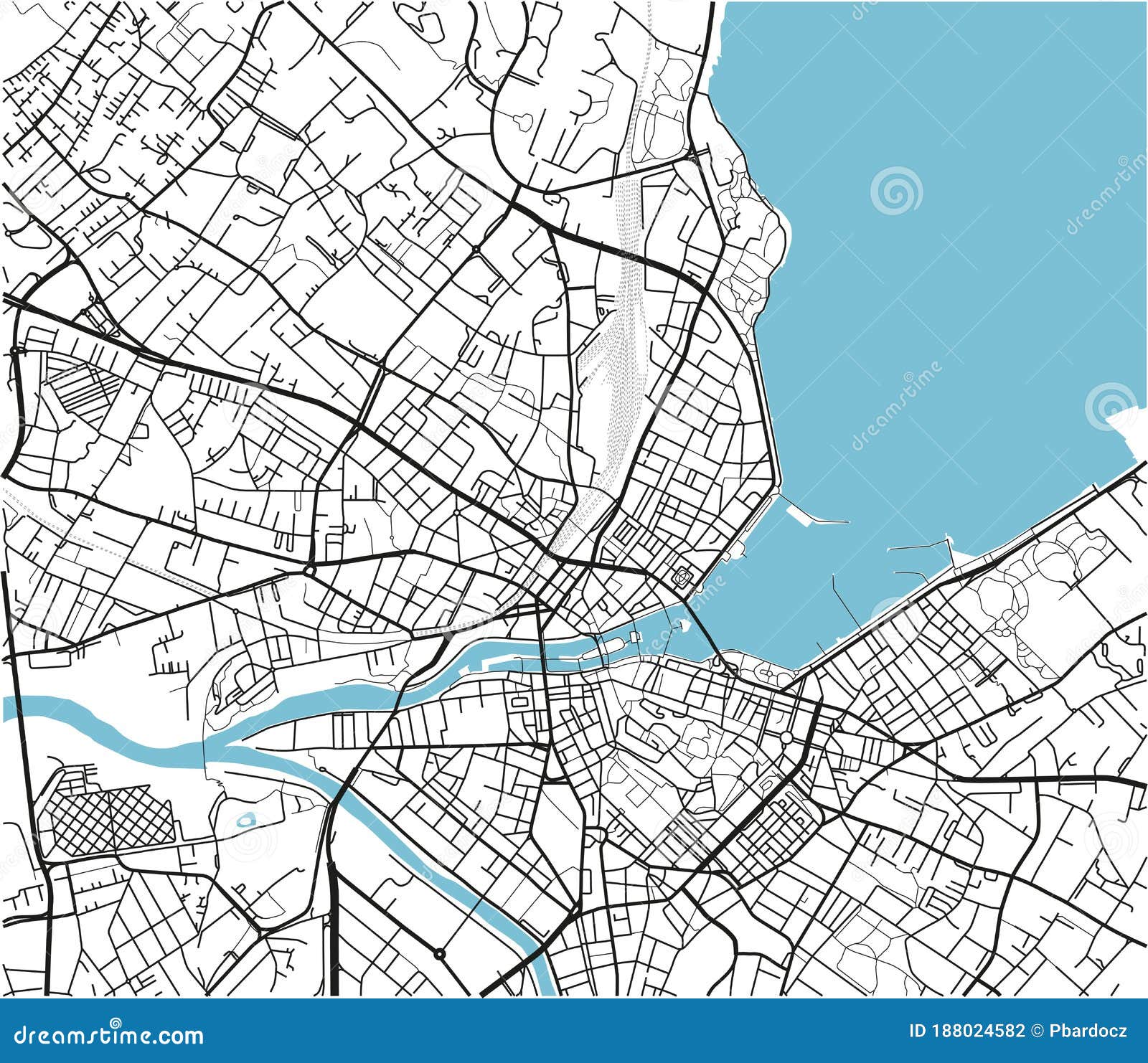 Black and White Vector City Map of Geneva. Stock Vector - Illustration ...