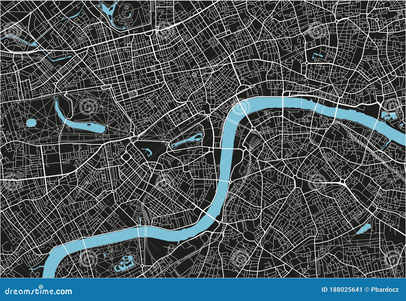 Black and White Vector City Map of London. Stock Vector - Illustration ...