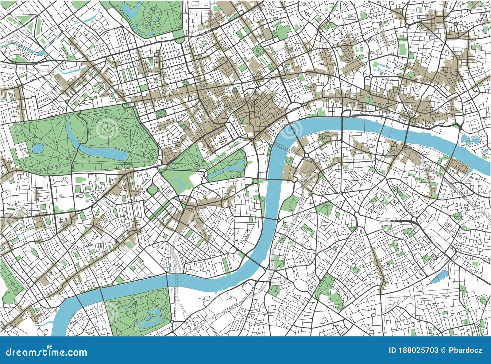 Colorful London Vector City Map. Stock Vector - Illustration of olive ...