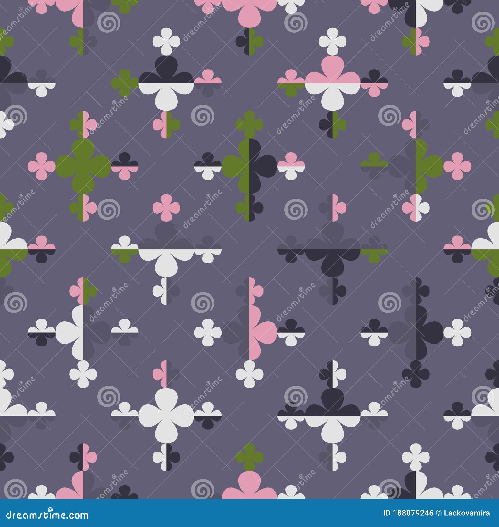 Seamless Pattern of Small and Large Four Leaf Clover Symbols. Regularly ...