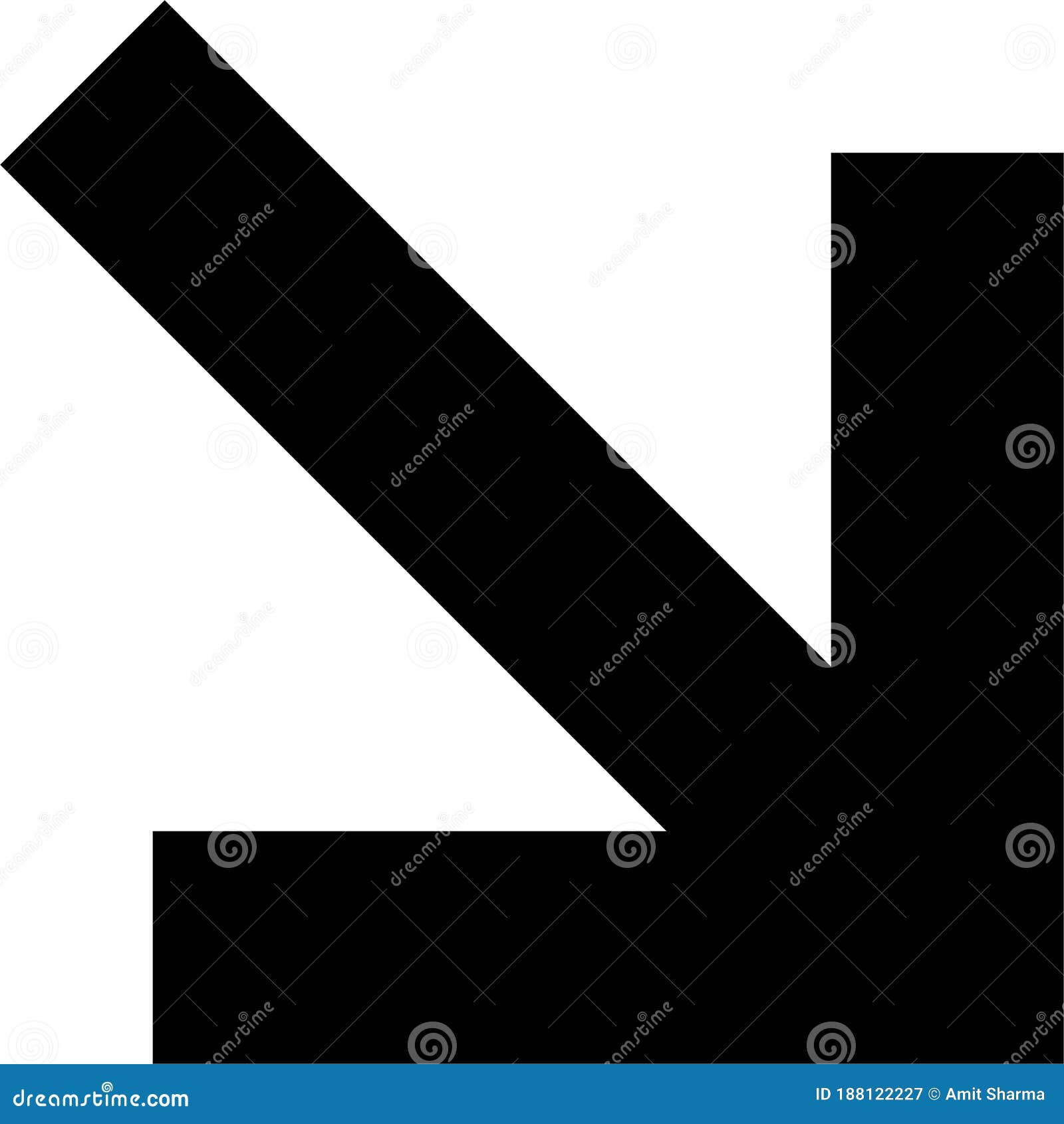 Black Arrow Down Right Direction Sign and Symbol Stock Illustration ...