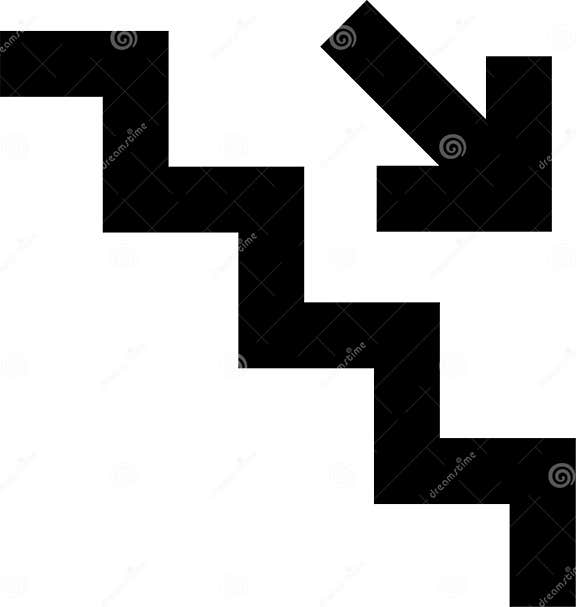 Downstairs Directional Sign and Symbol Icon Illustration Stock ...