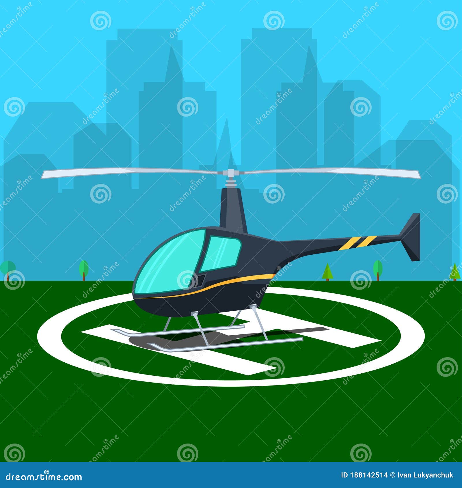 Commercial Helicopter Landing Helipad Zone Stock Vector - Illustration ...