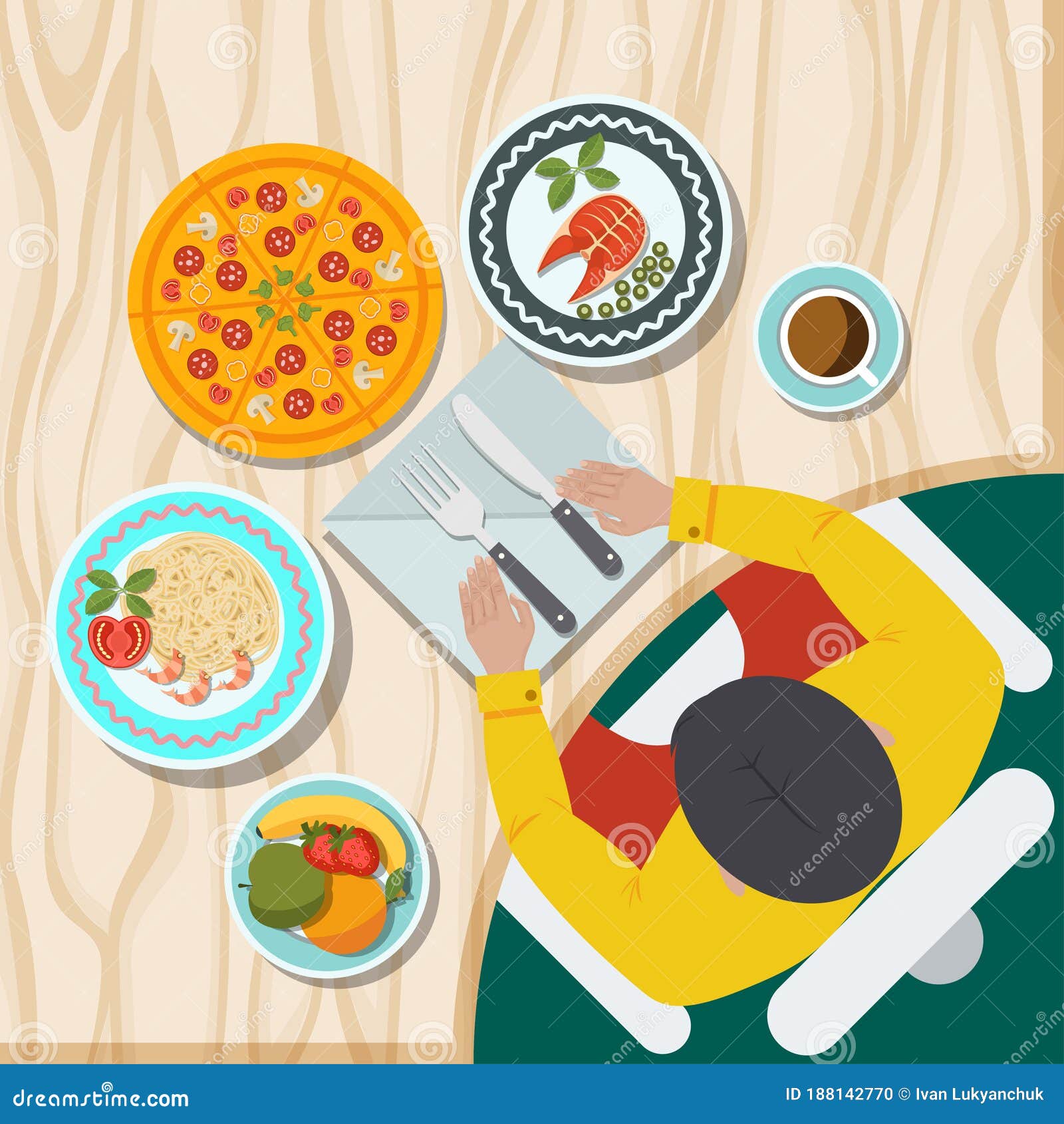 Table with Food View from Above Stock Vector - Illustration of food ...