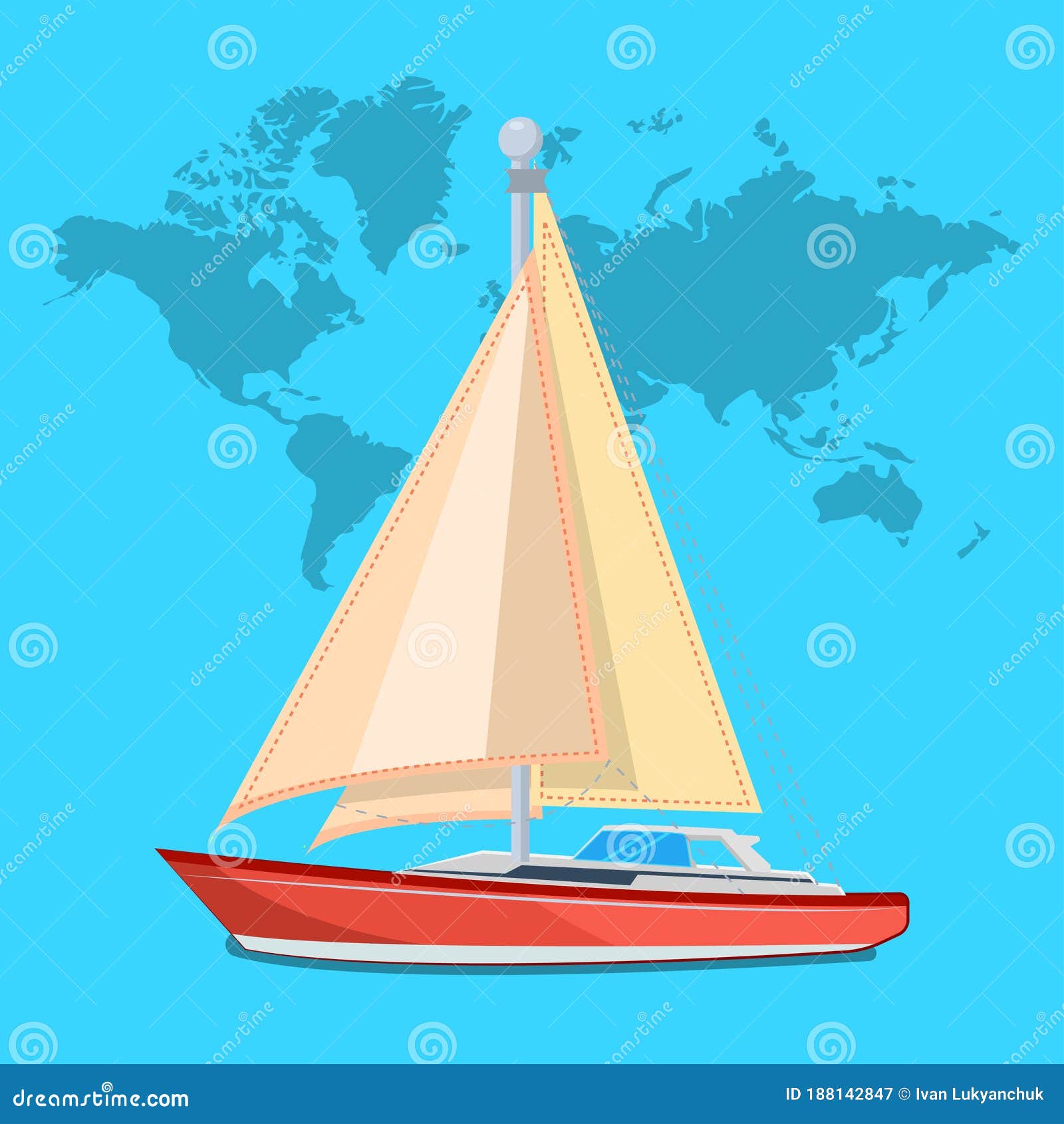 Yacht Club Stickers with Sail Boat. Luxury Yacht Race, Sea Sailing ...