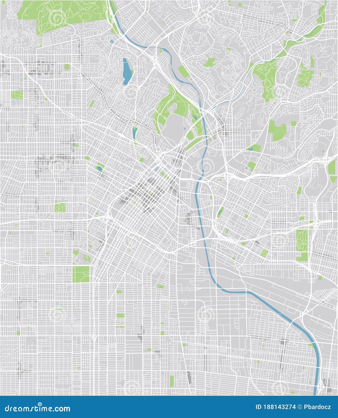 Vector City Map of Los Angeles. Stock Vector - Illustration of ...