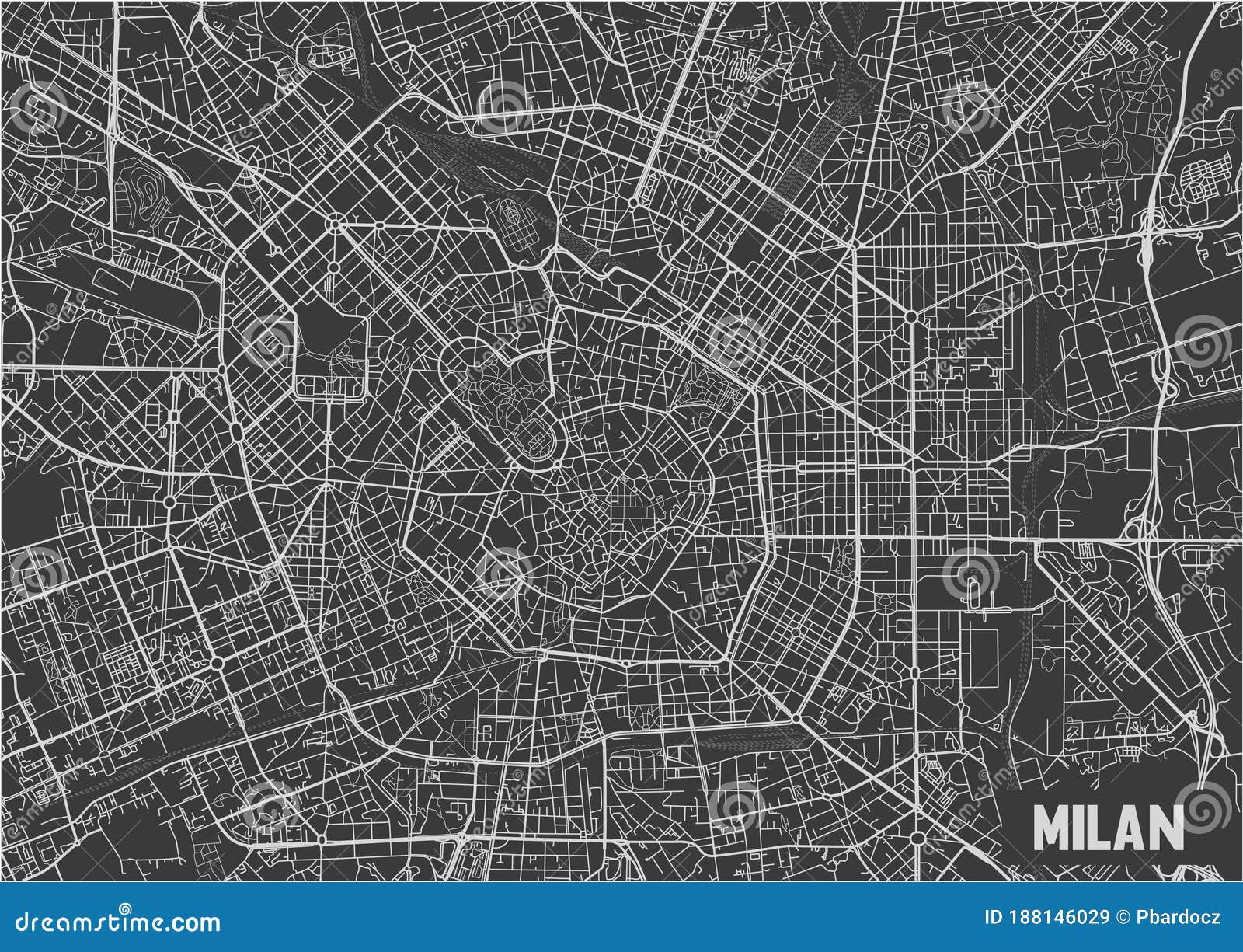 Milan City Plan, Detailed Vector Map | CartoonDealer.com #109999049