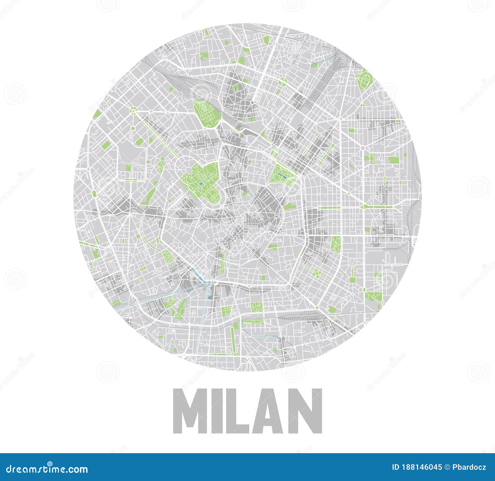 Milan City Plan, Detailed Vector Map | CartoonDealer.com #109999049