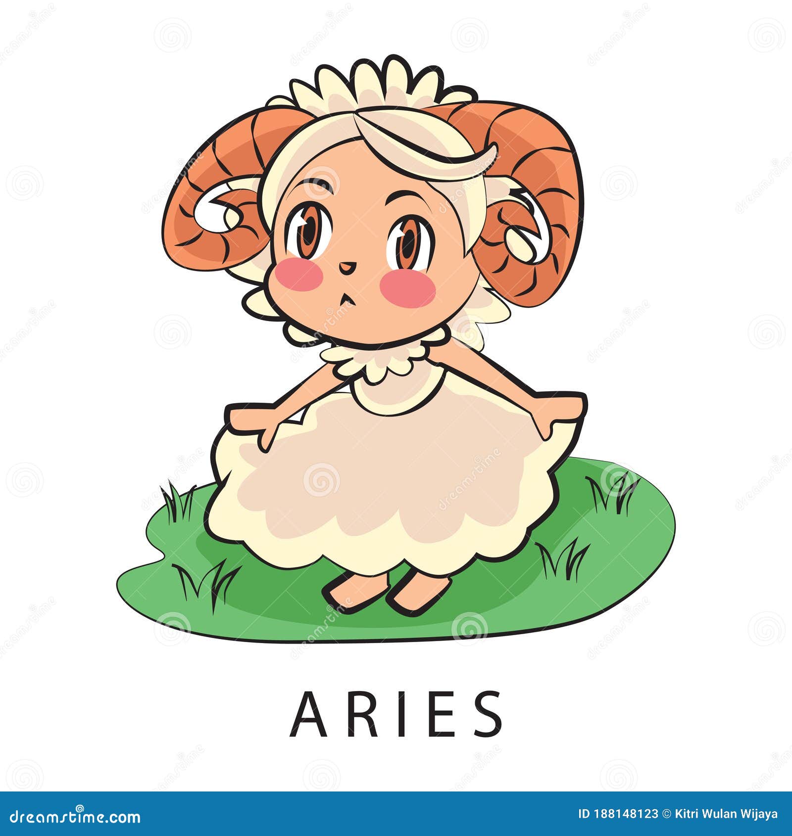 Aries Girl Cartoon Vector Zodiac Illustration Stock Vector ...