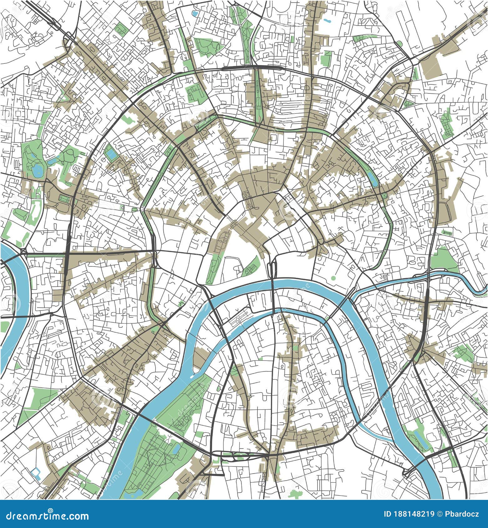 Colorful Moscow Vector City Map. Stock Vector - Illustration of federal ...