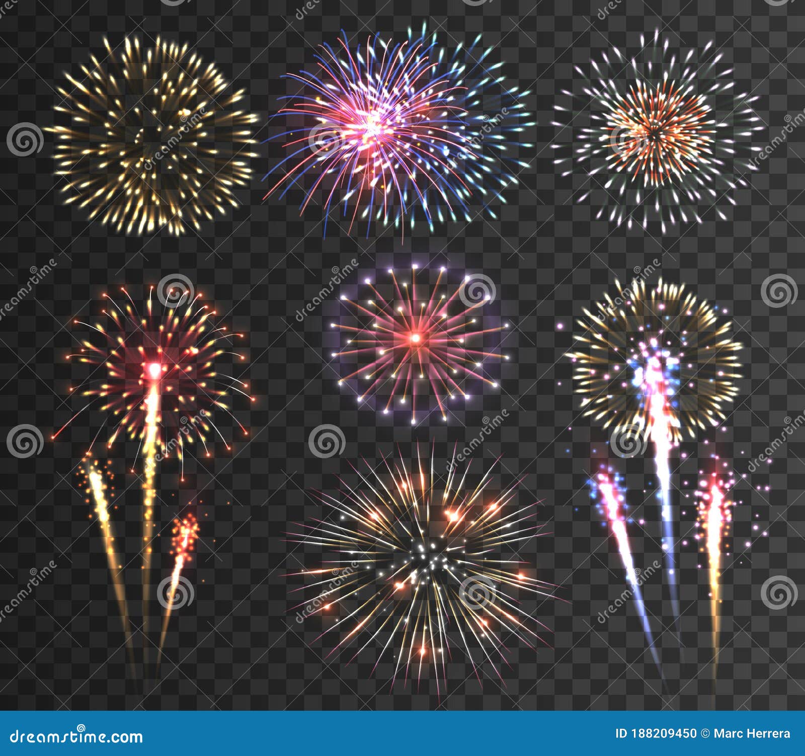 Variety of Firework Set Design Stock Vector - Illustration of bengal ...