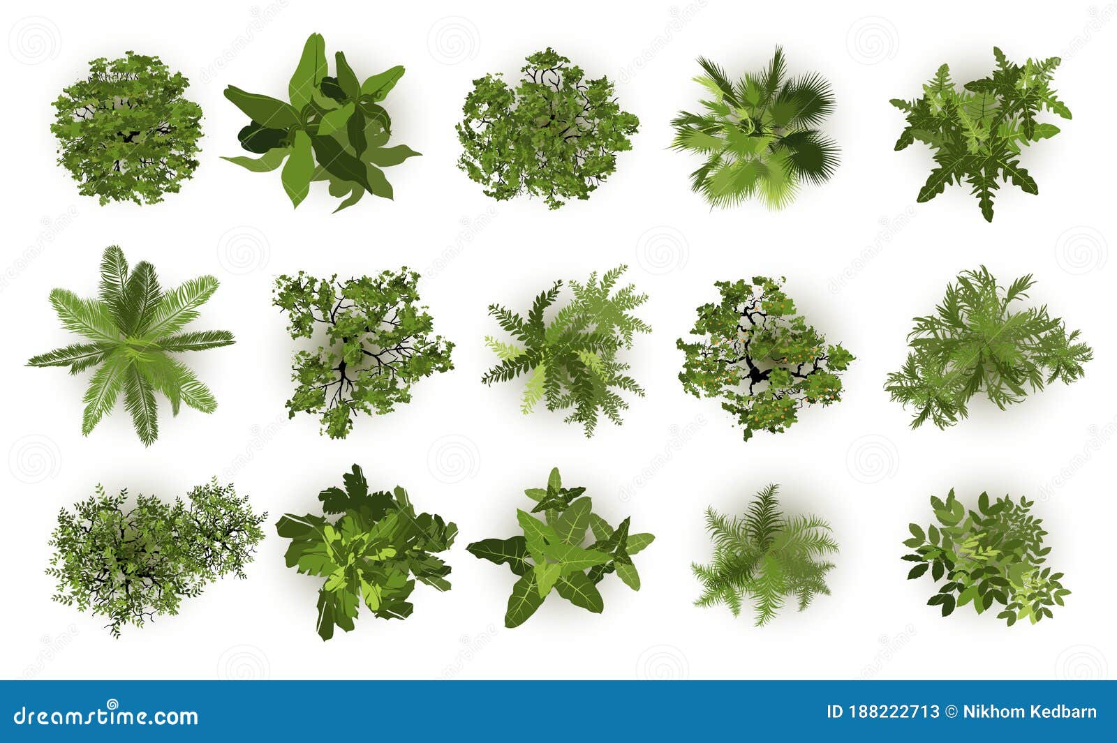 Trees Top View for Landscape Vector Illustration. Stock Vector ...