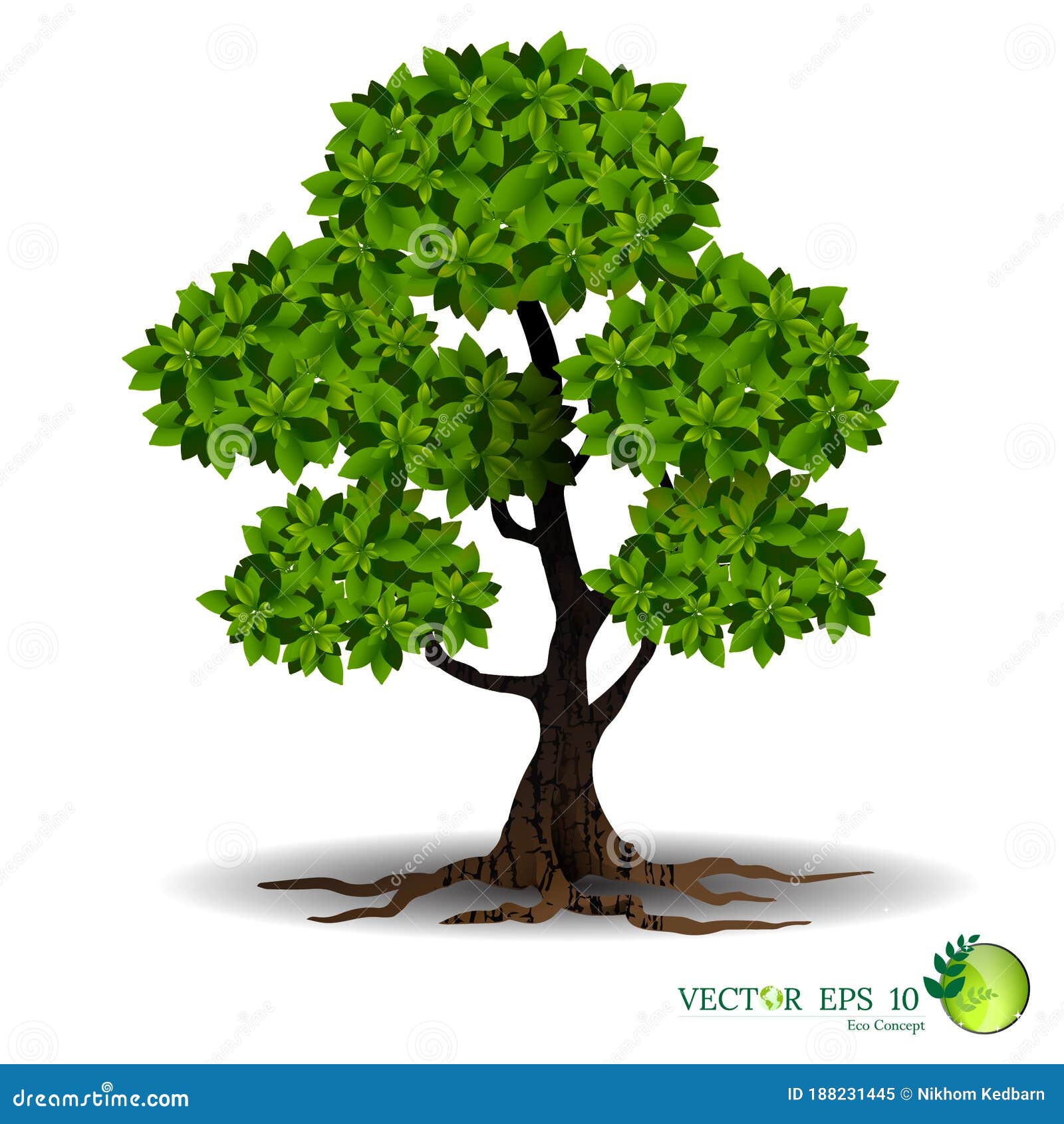 Illustration Realistic Tree Isolated on White Background - Vector Stock ...