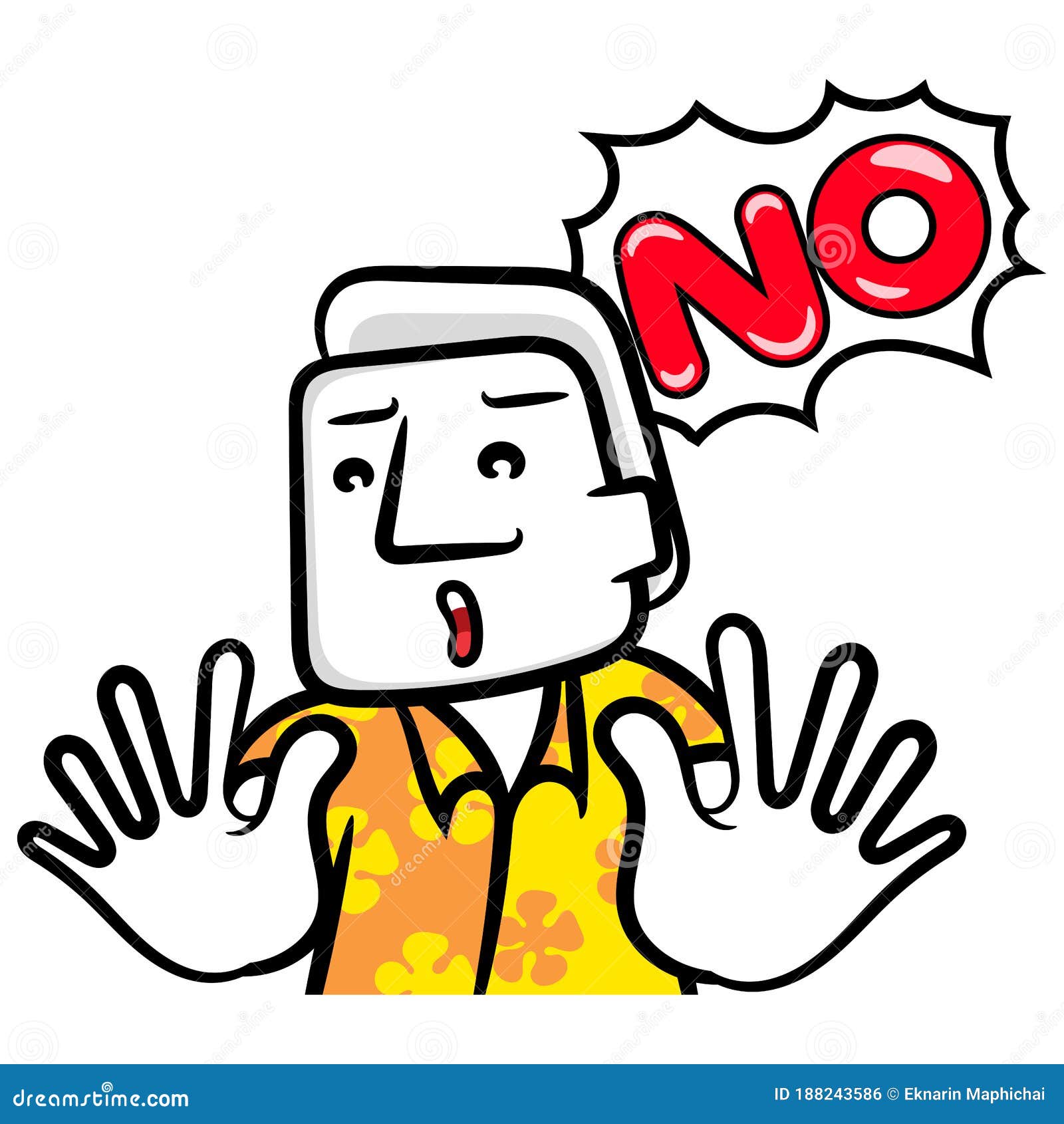 White Man Cartoon Character Say No Stock Vector - Illustration of ...
