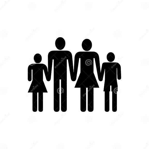 Black Family Icon Vector on White Background Stock Vector ...