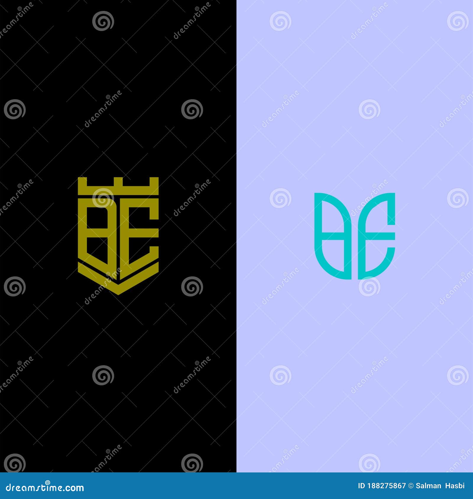 Logo Design Set,initial Letters of the BE Logo Icon Stock Vector ...