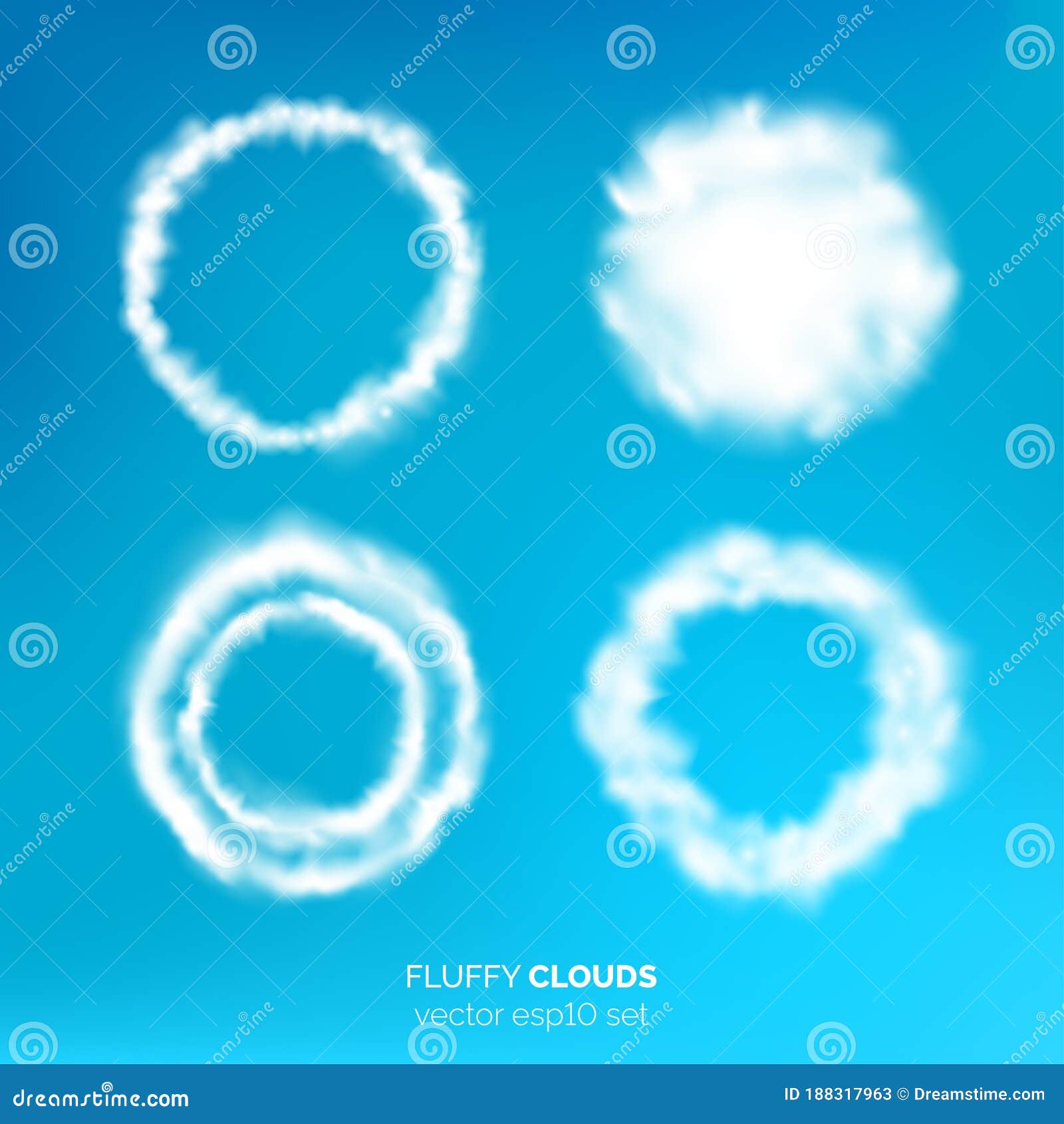 Fluffy Circular Cloud Frames Stock Vector - Illustration of fluffy ...