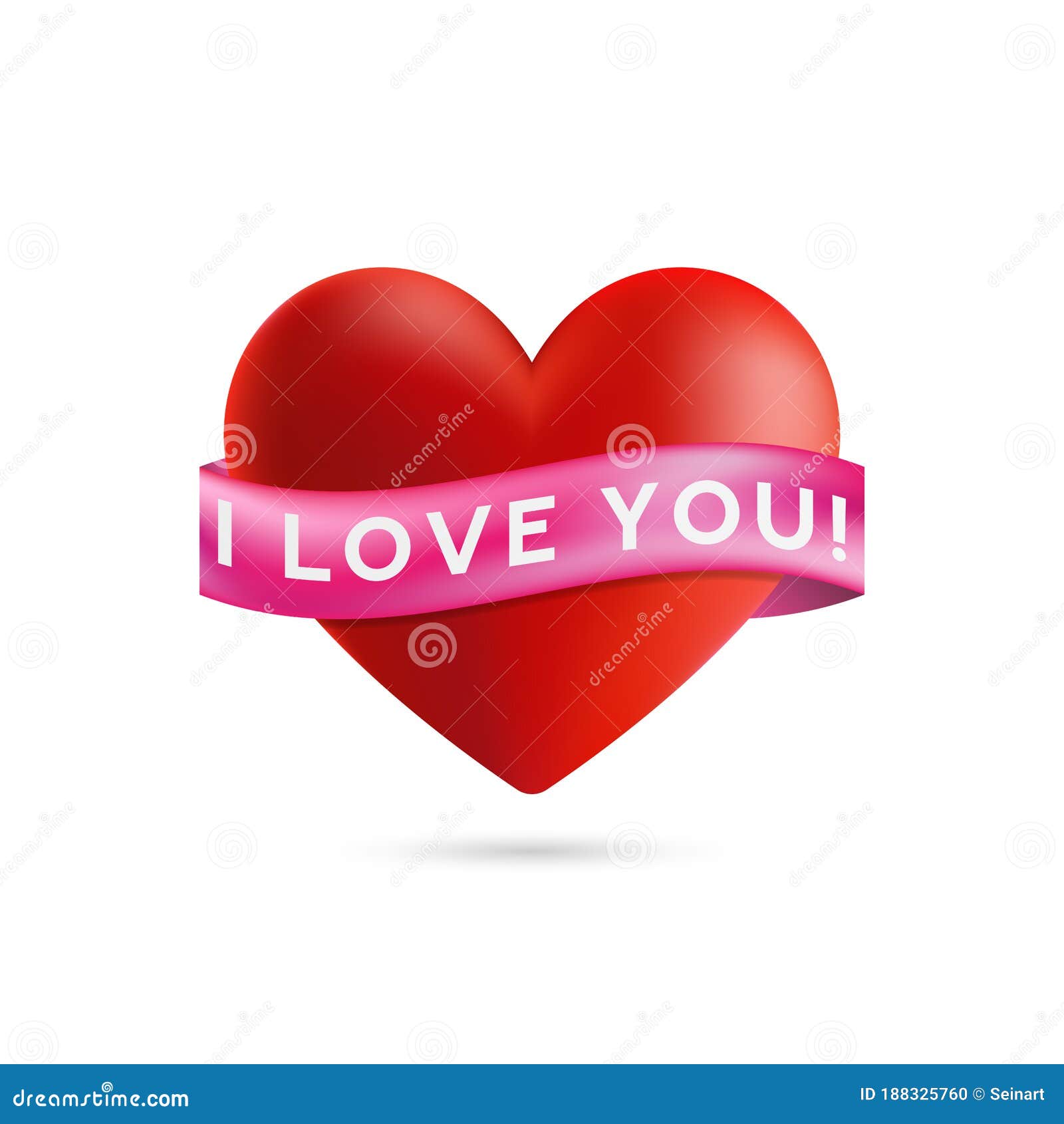 Heart with Pink Ribbon. I Love You. Vector Illustration. Stock ...