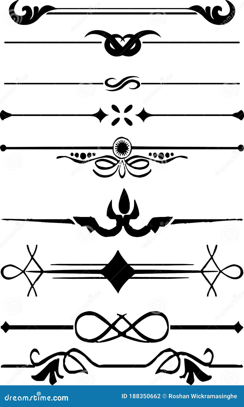 Fancy Border Decor Rule Line Elements Stock Vector - Illustration of ...