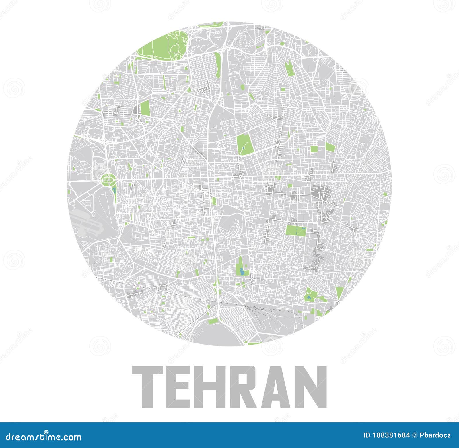 Tehran City Islamic Republic Of Iran, Persia, Capital City Map Vector ...