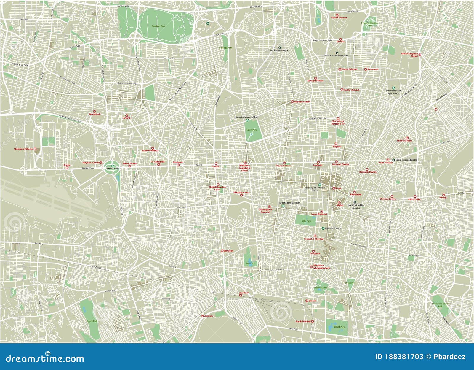 Vector city map of Tehran. stock vector. Illustration of persian ...