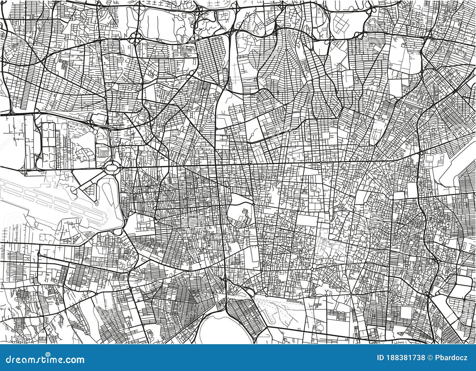 Black and White Vector City Map of Tehran. Stock Vector - Illustration ...