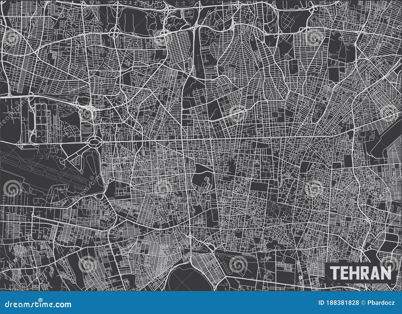 Minimalistic Tehran City Map Poster Design. Stock Vector - Illustration ...
