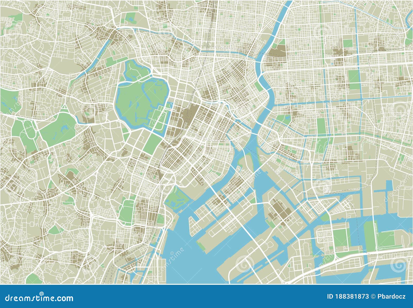 Vector city map of Tokyo. stock vector. Illustration of highway - 188381873