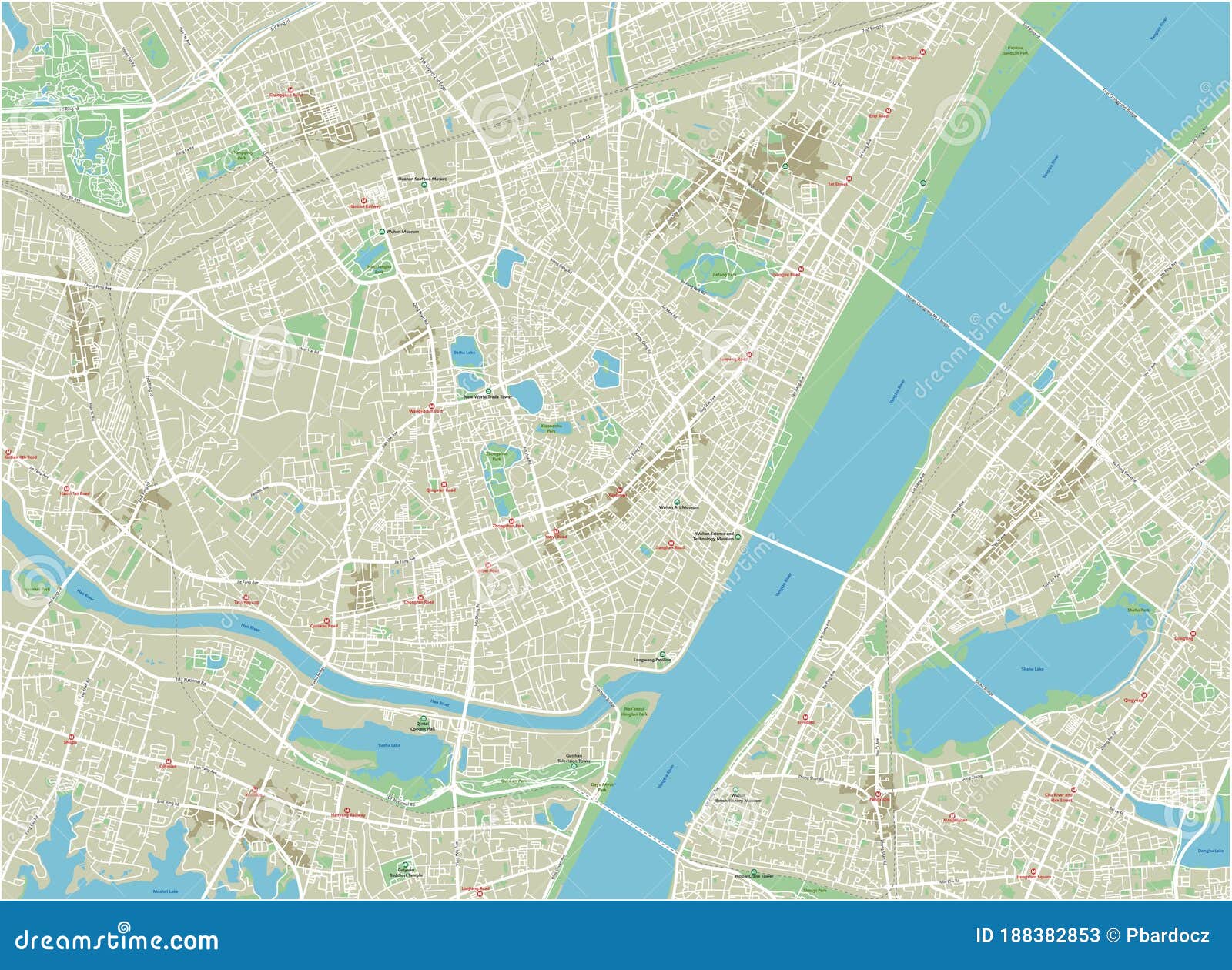 Vector city map of Wuhan. stock vector. Illustration of china - 188382853