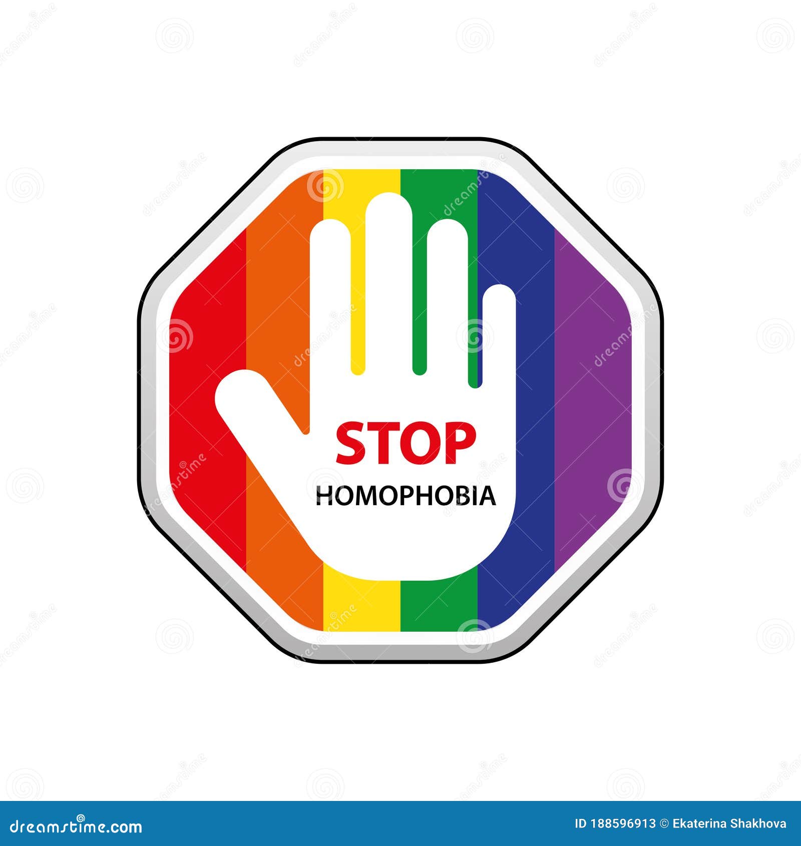 Rainbow Stop Sign, Against Homophobia Stock Vector - Illustration of ...