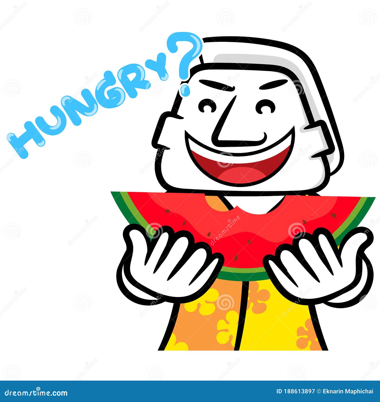 Man Eating Watermelon. Vector Illustration | CartoonDealer.com #72672902