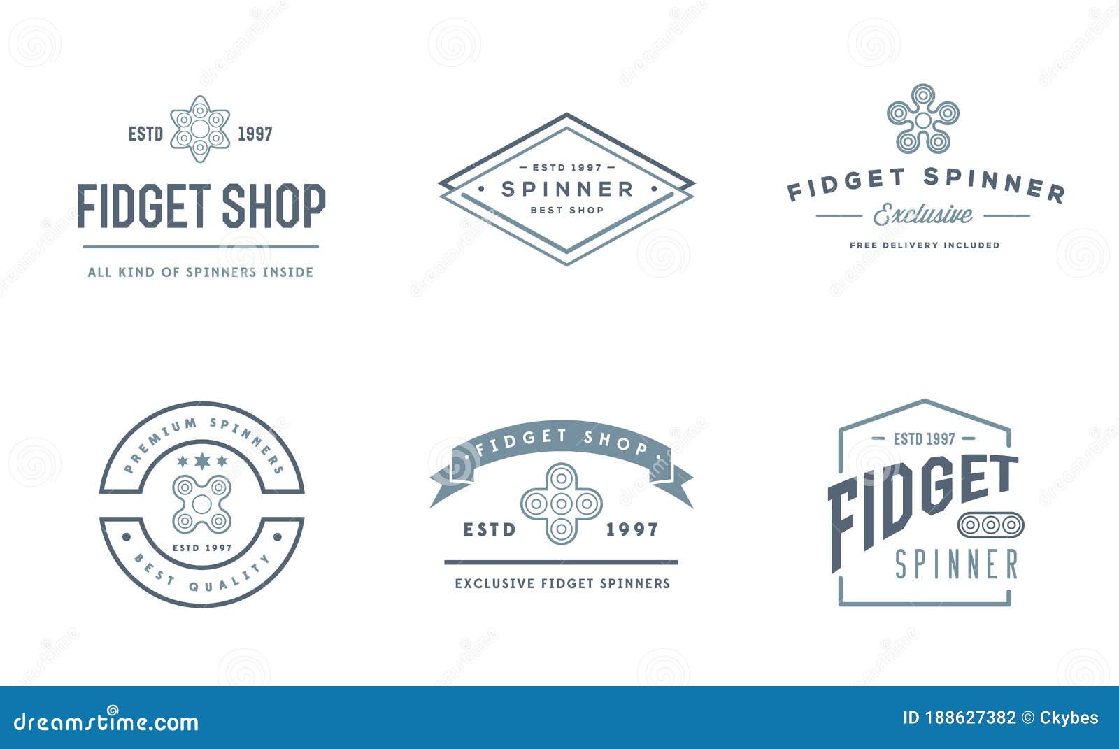 Fidget Spinner Signs and Elements Set Stock Vector - Illustration of ...