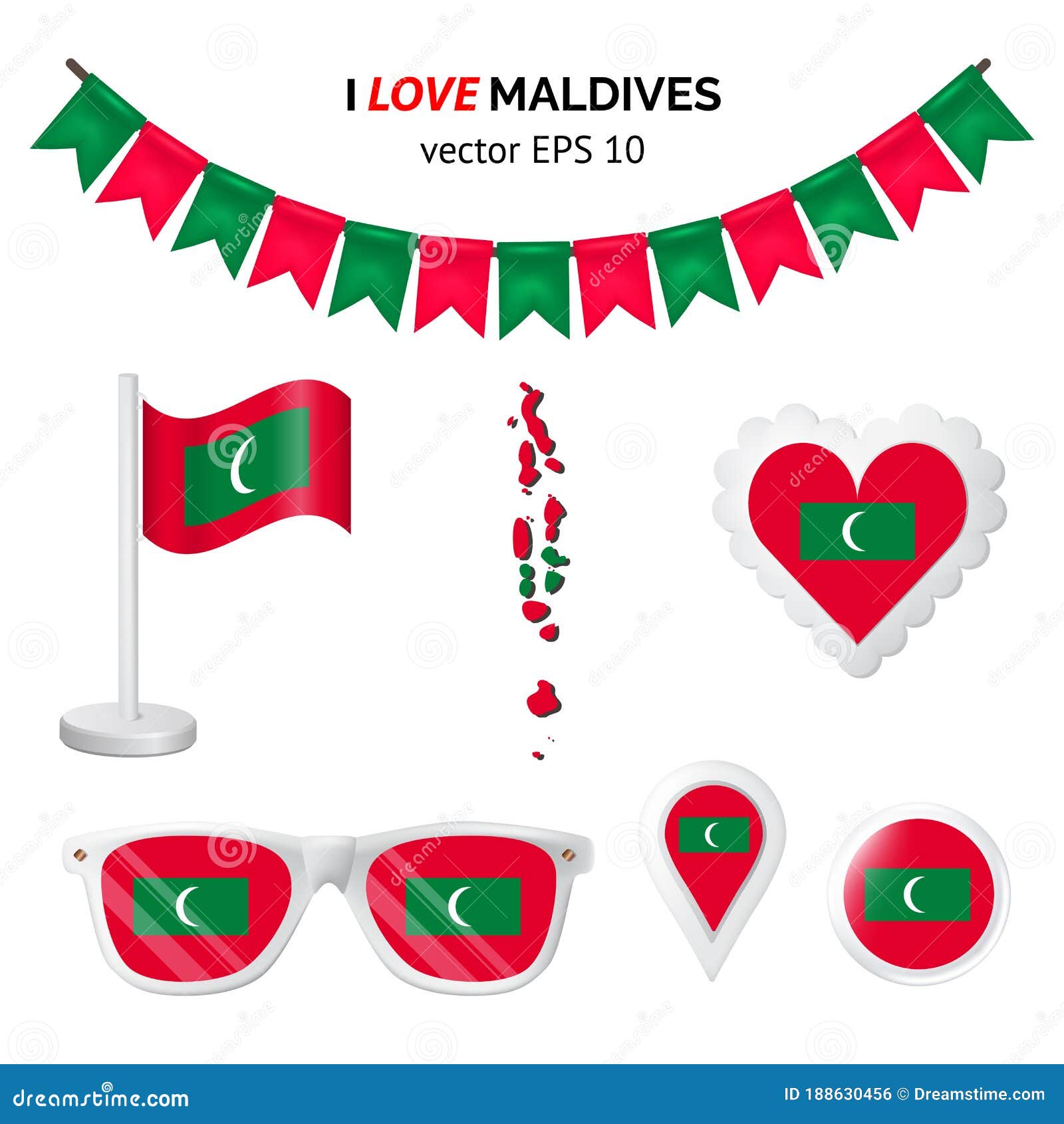 Maldives symbol set stock vector. Illustration of culture - 188630456